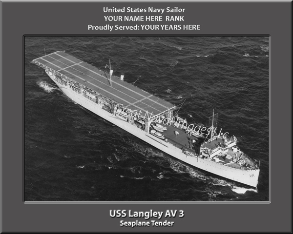 USS Langley AV 3: Personalized Navy Ship Photo ⋆ Great Naval Images LLC