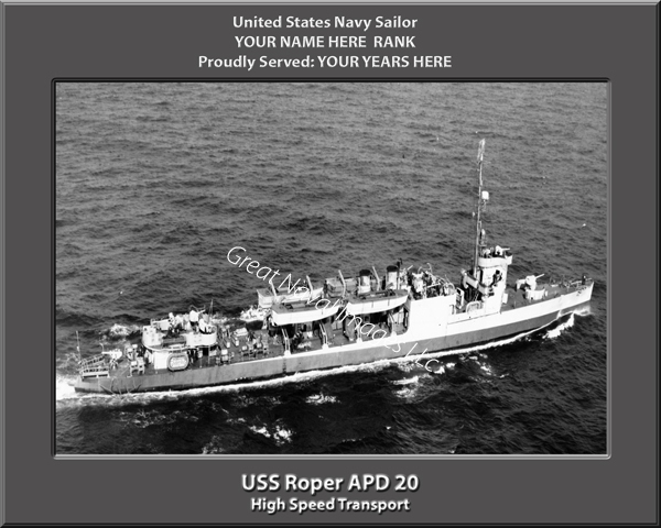 USS Roper APD 20: Personalized Navy Ship Photo ⋆ Great Naval Images LLC