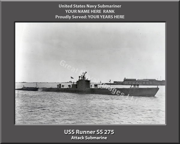 USS Runner SS 275: Personalized Submarine Photo ⋆ Great Naval Images LLC