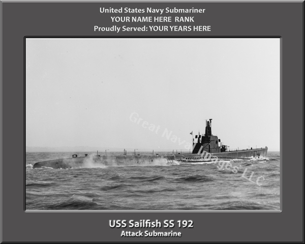 USS Sailfish SS 192: Personalized Submarine Photo ⋆ Great Naval Images LLC