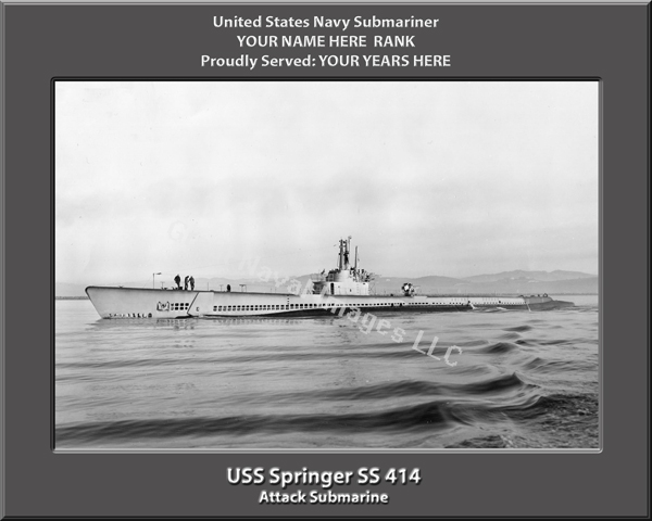 USS Springer SS 414: Personalized Submarine Photo ⋆ Great Naval Images LLC