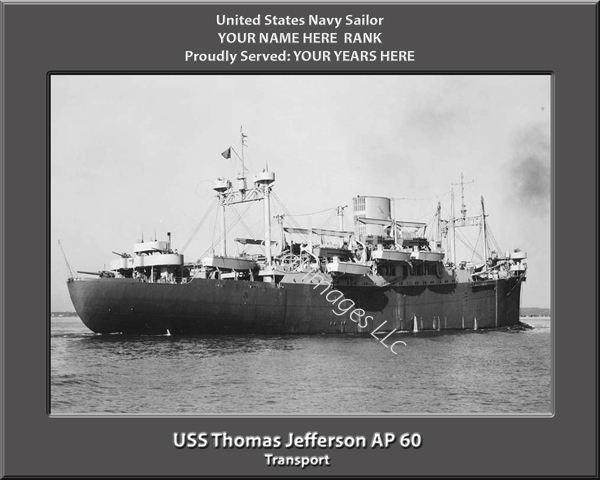 USS Thomas Jefferson AP 60: Personalized Photo ⋆ Great Naval Images LLC