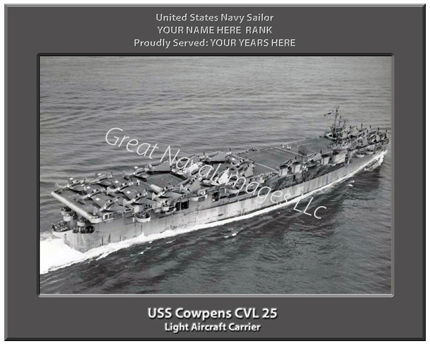 USS Cowpens CVL 25: Personalized Navy Ship Photo 2 ⋆ Great Naval Images LLC