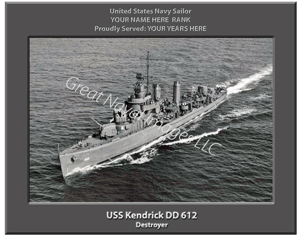 USS Kendrick DD 612: Personalized Ship Photo 2 ⋆ Great Naval Images LLC