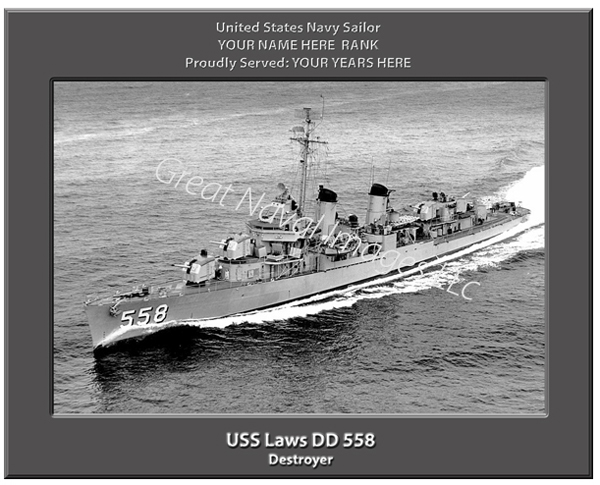 USS Laws DD 558: Personalized Navy Ship Photo 2 ⋆ Great Naval Images LLC