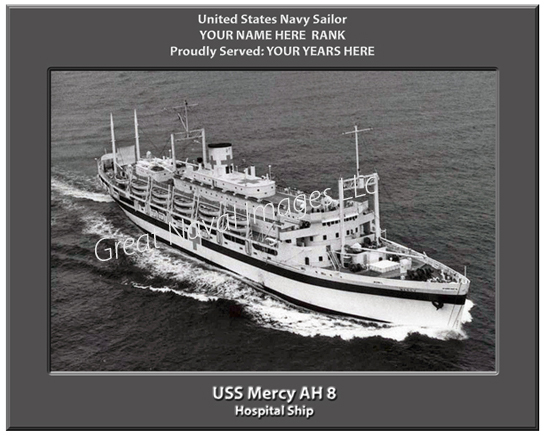 USS Mercy AH 8: Personalized Navy Ship Photo 2 ⋆ Great Naval Images LLC