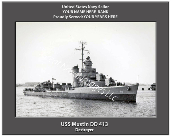 USS Mustin DD 413: Personalized Navy Ship Photo 2 ⋆ Great Naval Images LLC