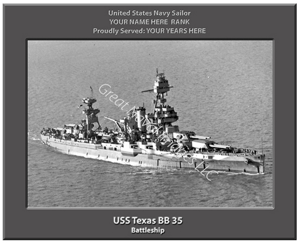 USS Texas BB 35 : Personalized Navy Ship Photo 2 ⋆ Great Naval Images LLC.